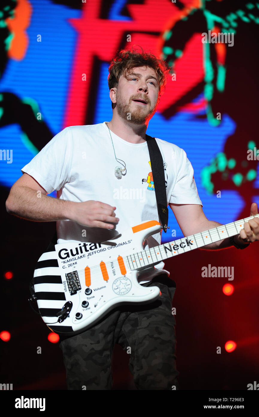 London, UK. 30th March 2019. James Bourne of Rock band Busted seen ...