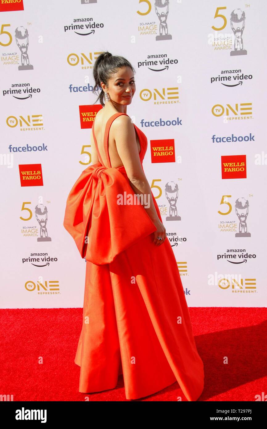 Los Angeles, Ca, USA. 29th Mar, 2019. Meta Golding attends the 50th ...