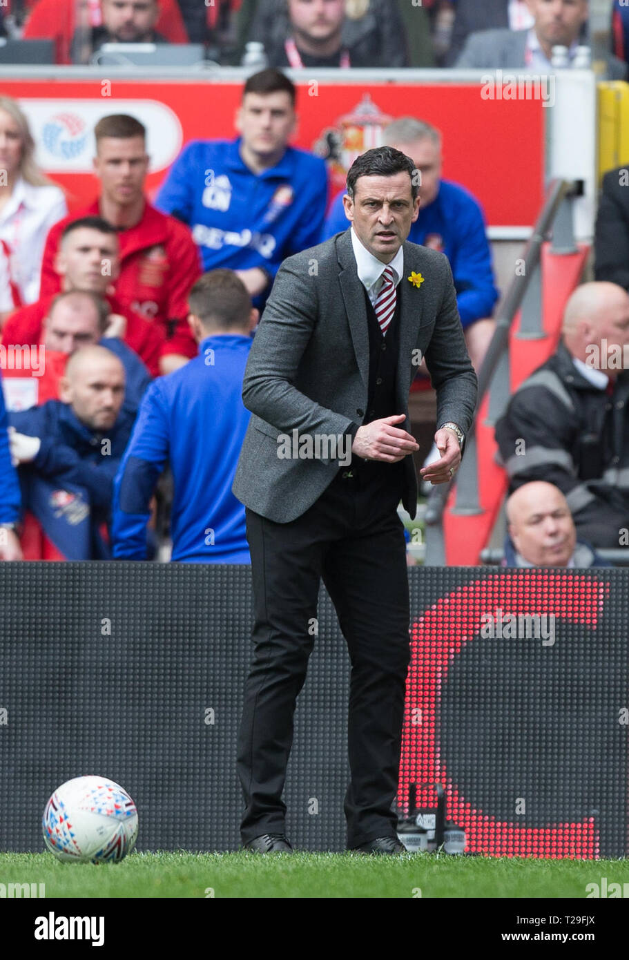 Sunderland manager Jack Ross during the Checkatrade Trophy FINAL match ...