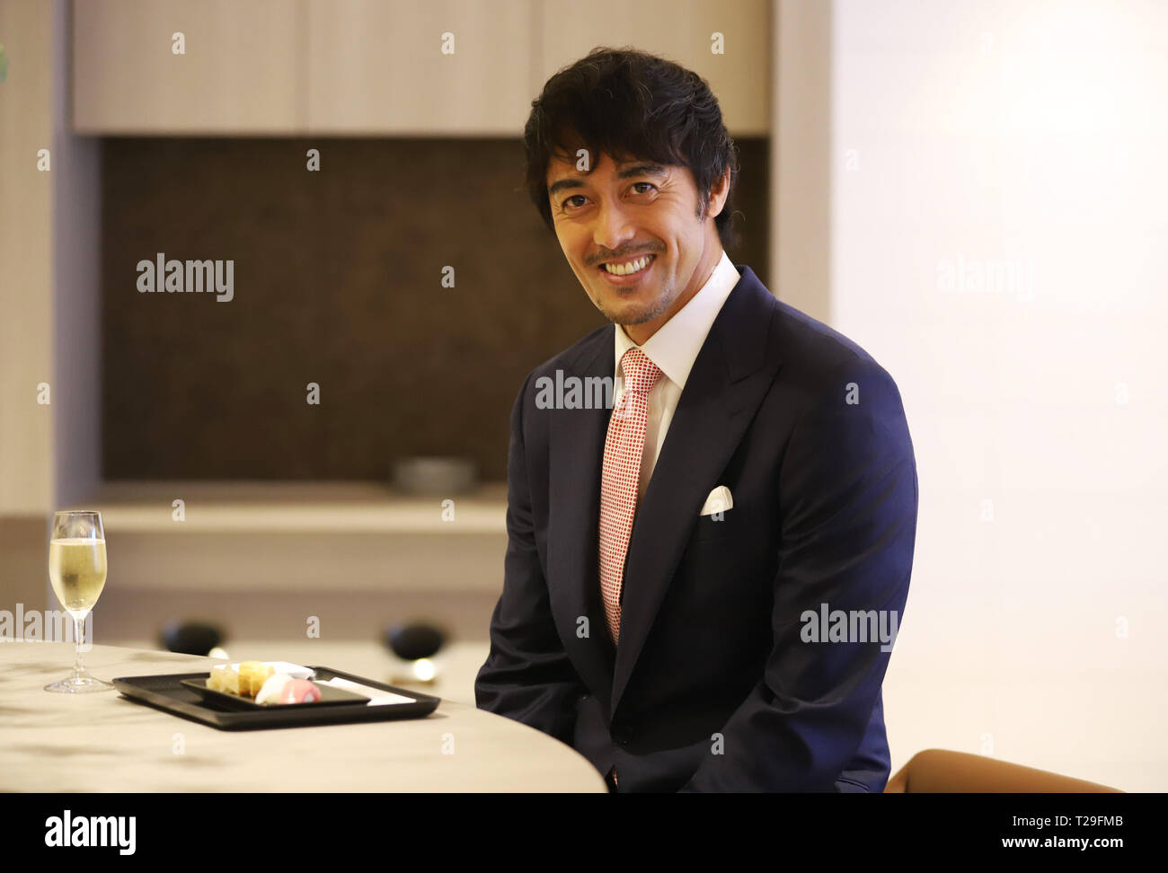 Narita, Japan. 31st Mar, 2019. Japanese actor Hiroshi Abe attends a ...