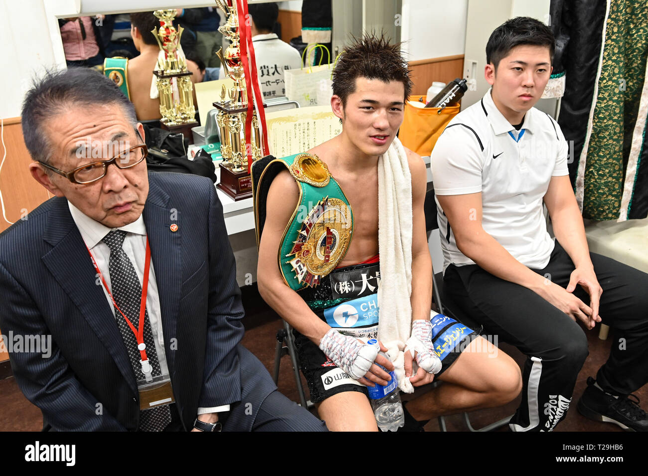 Tokyo, Japan. 27th Mar, 2019. (L-R) Hitoshi Watanabe, Hironori Mishiro (JPN), Seiji Nakane ...