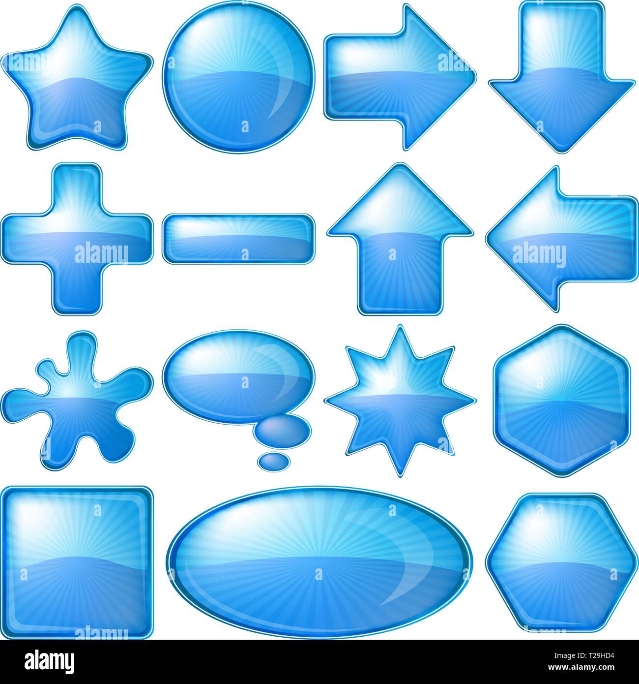 Icons buttons blue, set Stock Vector Image & Art - Alamy