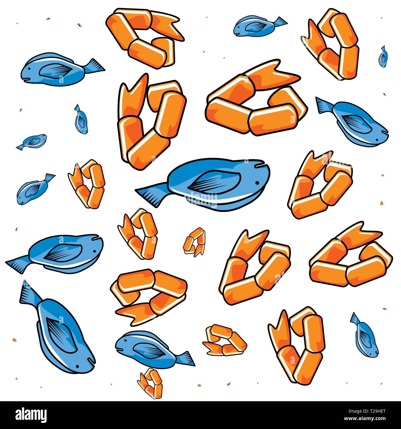 delicious seafood pattern background vector illustration design Stock ...