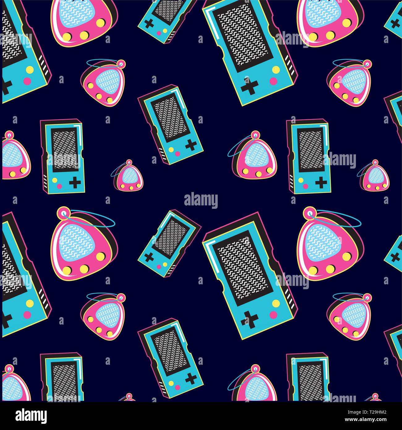 pattern of video games hand of nineties retro vector illustration ...