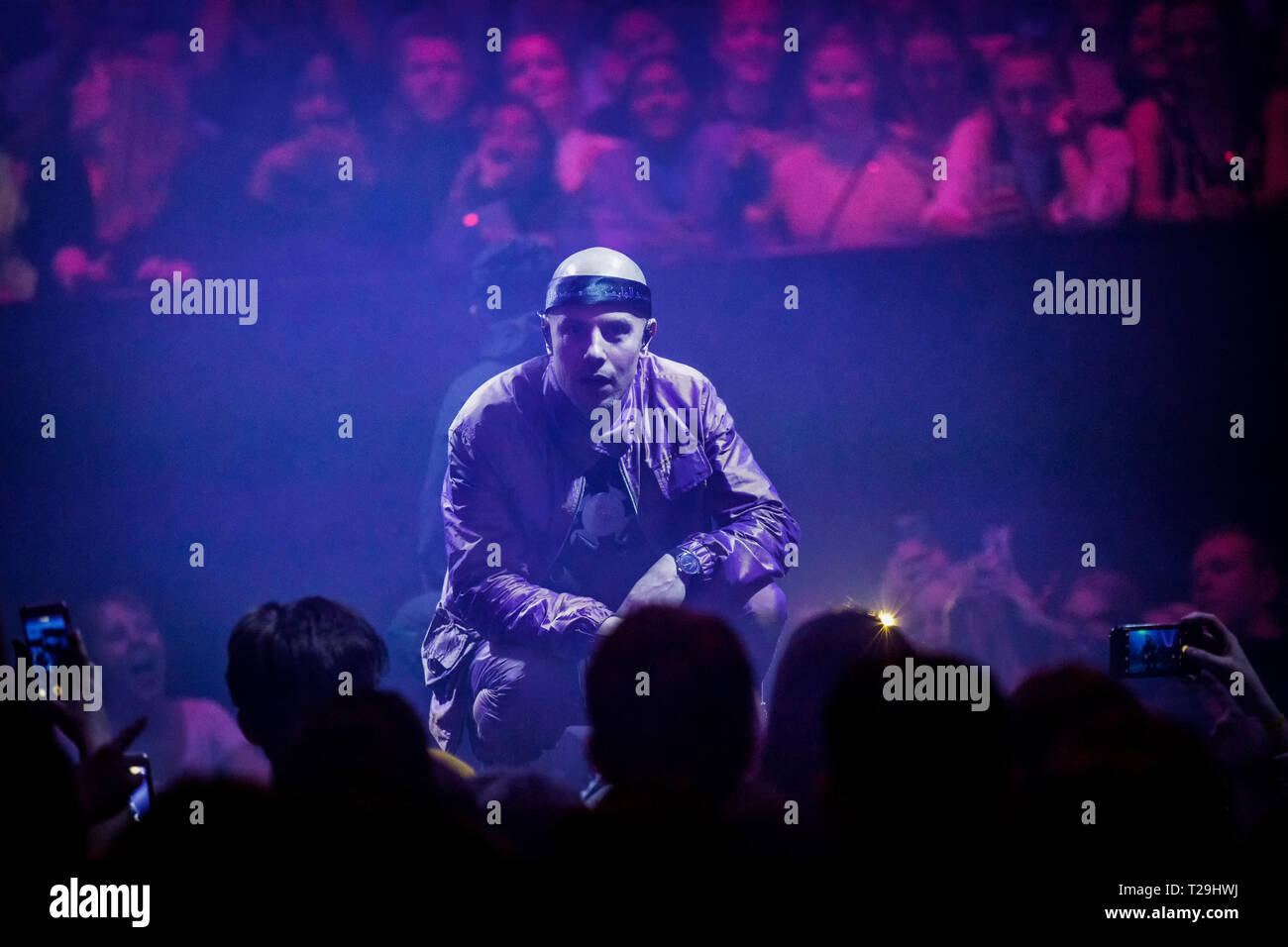 Norway, Oslo - March 29, 2019. The Norwegian rap duo Karpe performs a ...