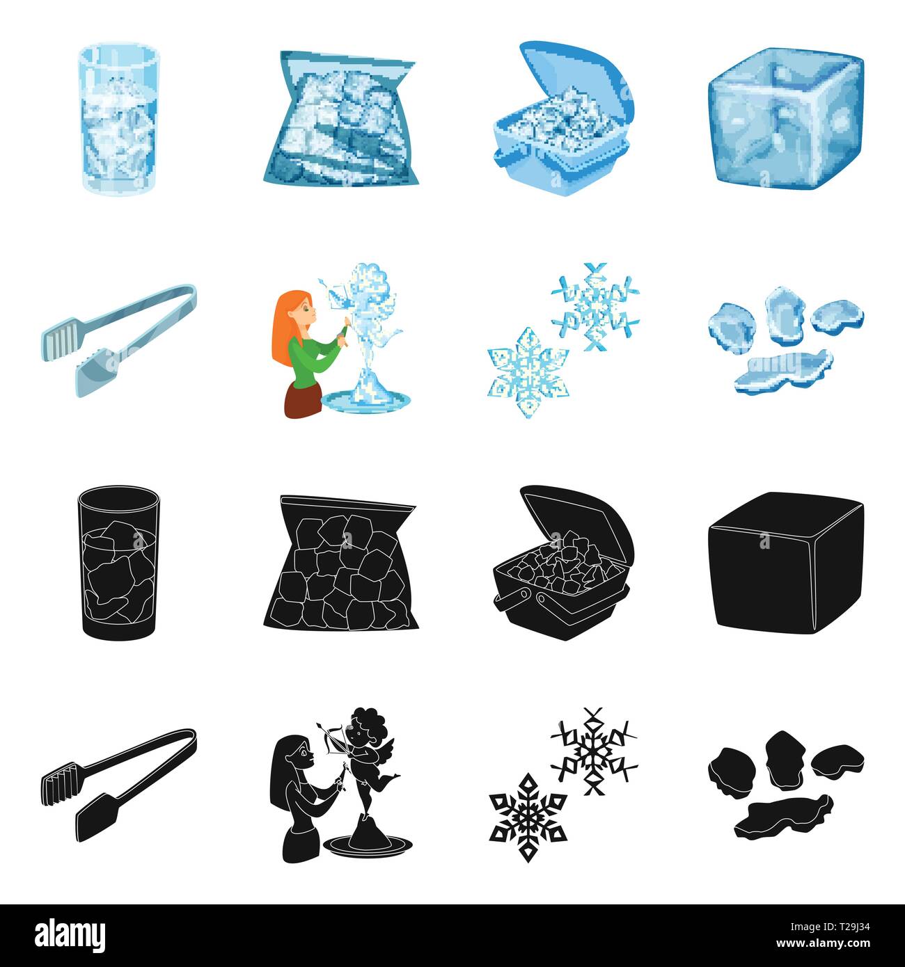 Vector design of texture and frozen icon. Set of texture and ...