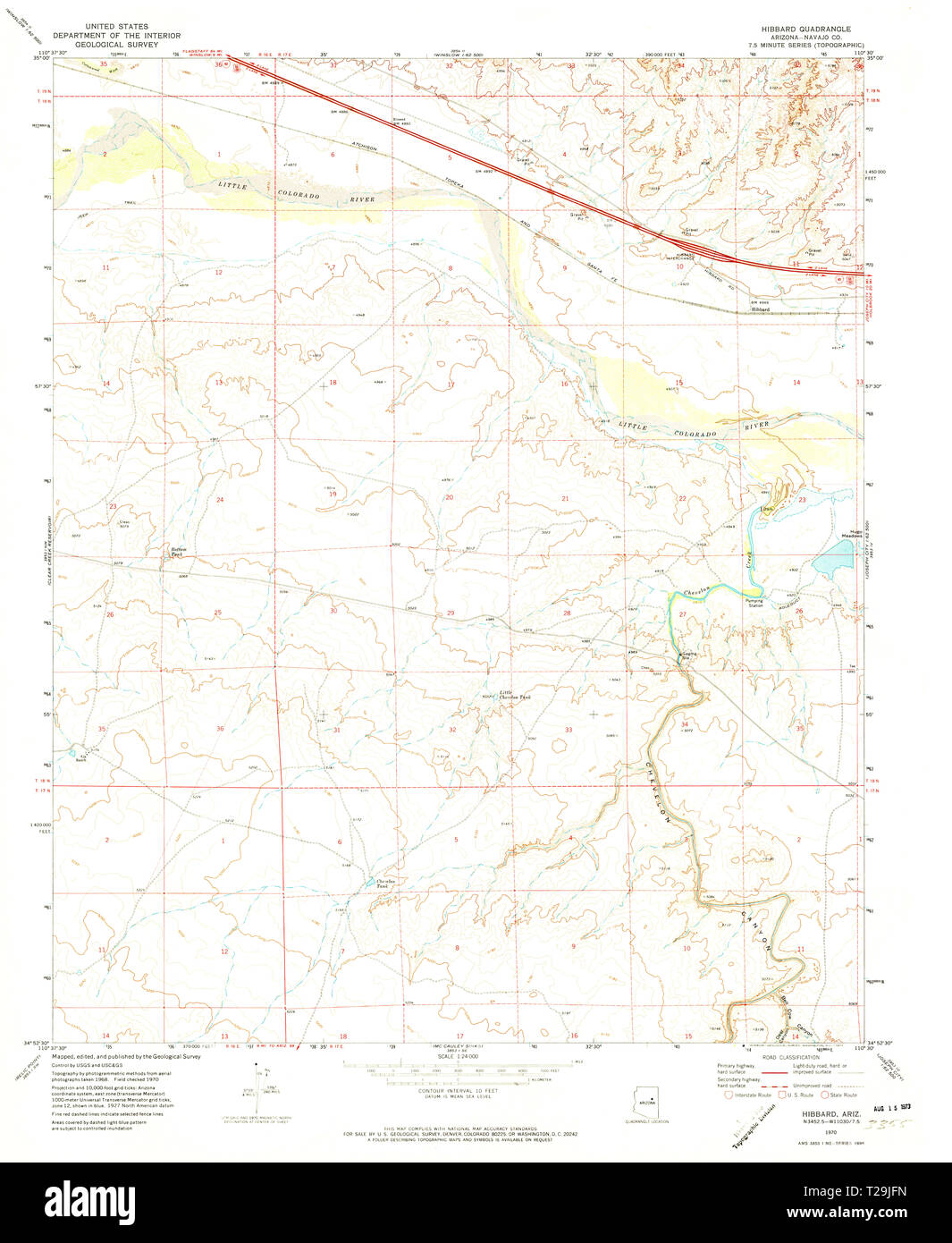 USGS TOPO Map Arizona AZ Hibbard 311734 1970 24000 Restoration Stock ...