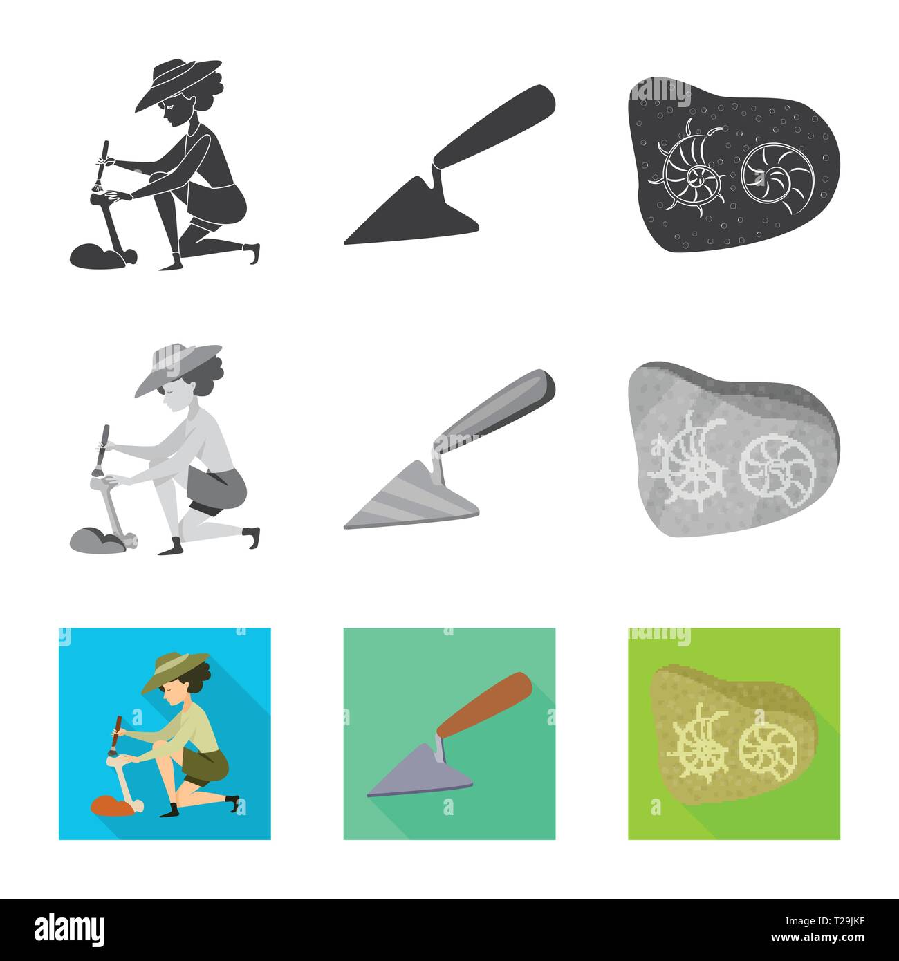 archaeologist,tool,rock,girl,trowel,black,ground,dig,figure,pit,repair ...