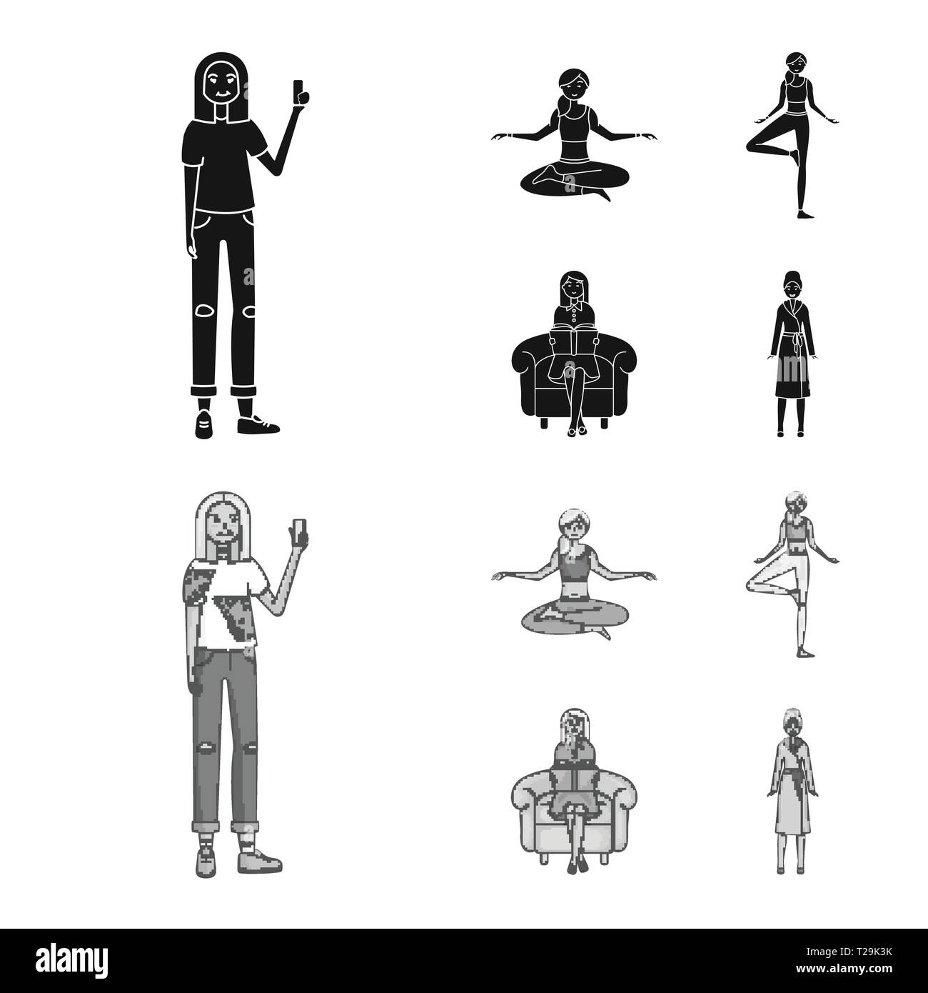 Vector design of posture and mood logo. Set of posture and female stock ...