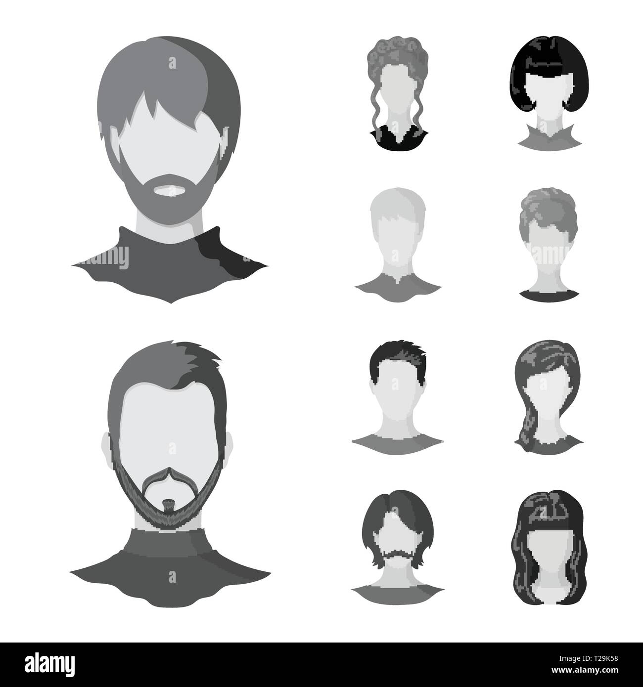 Vector design of character and profile icon. Collection of character ...