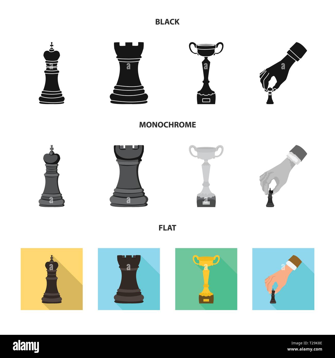 Vector illustration of checkmate and thin icon. Set of checkmate and ...