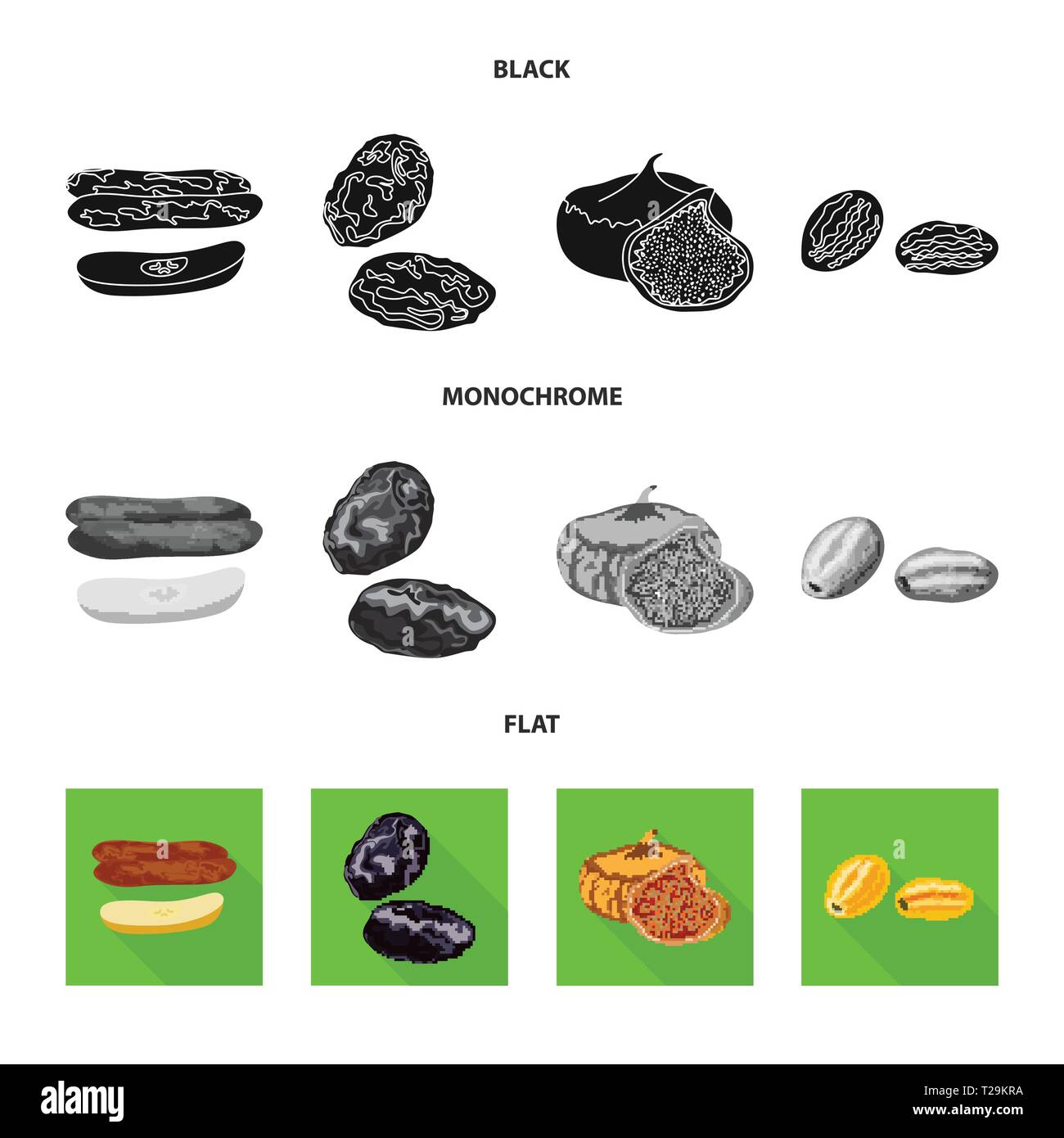 Vector design of food and raw symbol. Collection of food and nature ...