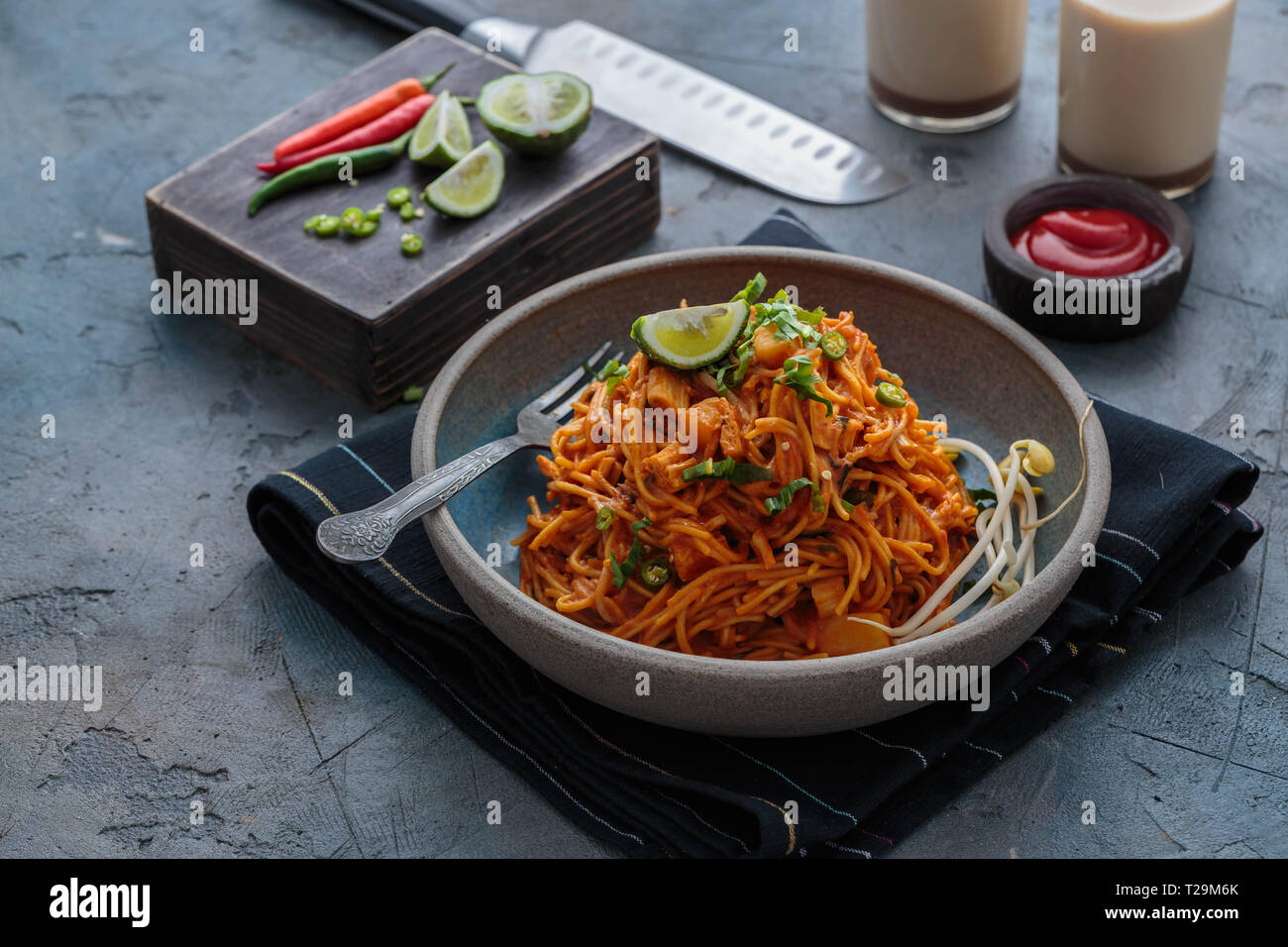 Indian mee goreng or mee goreng mamak, Indonesian and Malaysian cuisine ...