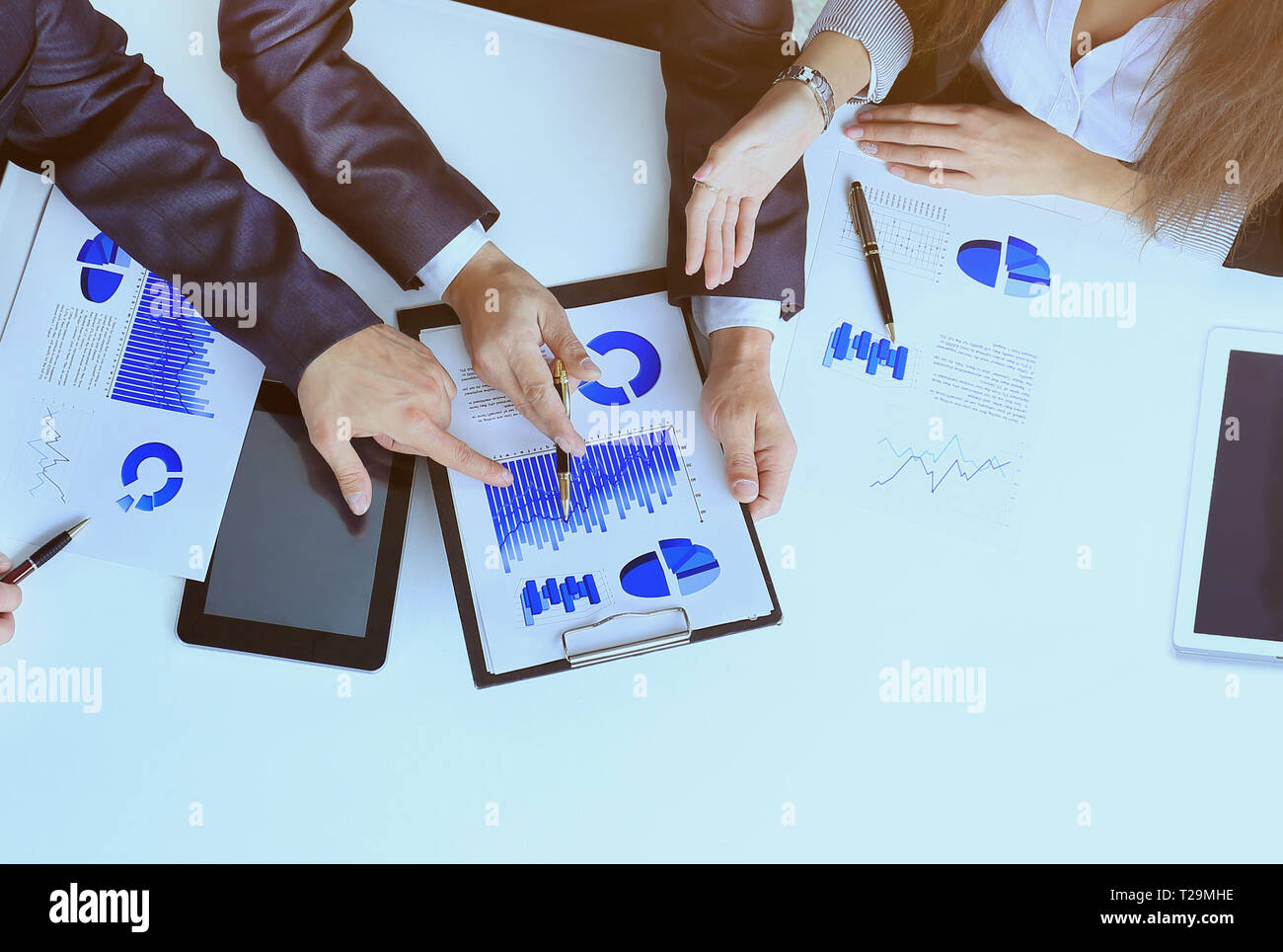friendly business team analyzed documents - charts and graphs Stock ...