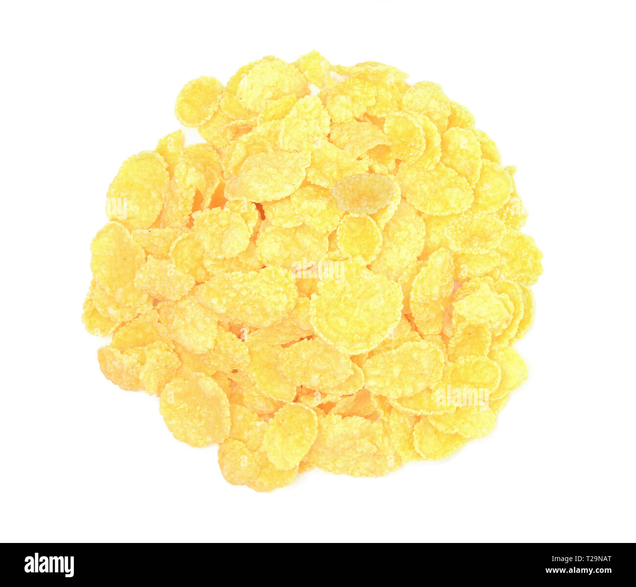 A pile of cornflakes isolated on white background.Top view Stock Photo ...