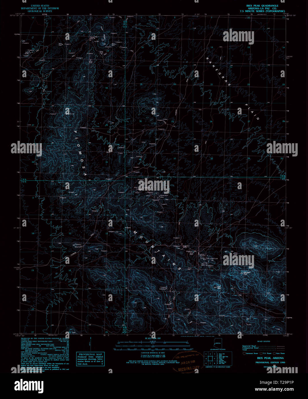 USGS TOPO Map Arizona AZ Ibex Peak 311870 1990 24000 Inverted ...