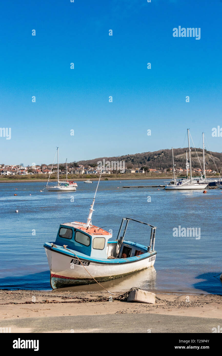 fishing boats on the river Conwy in Conwy, North Wales Stock Photo - Alamy