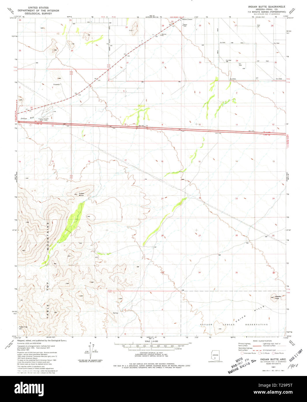 USGS TOPO Map Arizona AZ Indian Butte 311877 1981 24000 Restoration ...