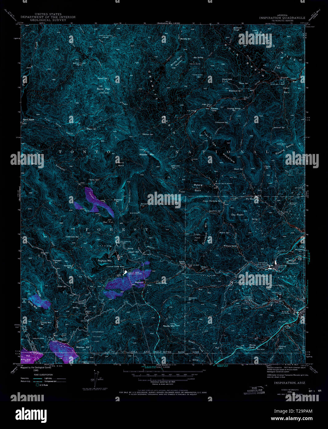 USGS TOPO Map Arizona AZ Inspiration 311888 1945 24000 Inverted ...