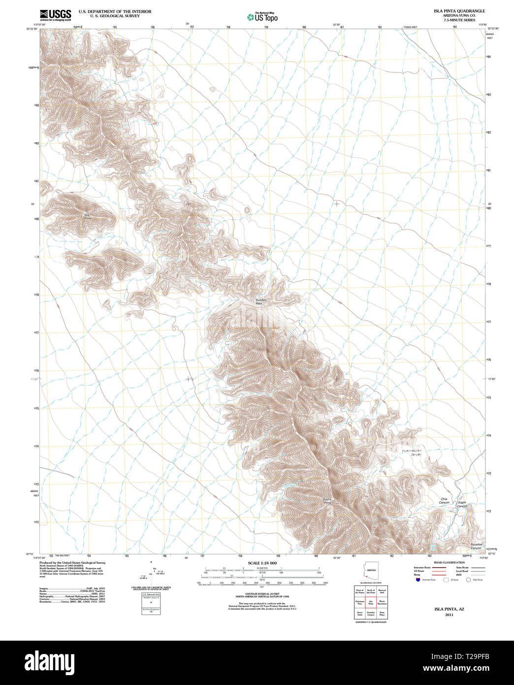 USGS TOPO Map Arizona AZ Isla Pinta 20111108 TM Restoration Stock Photo ...