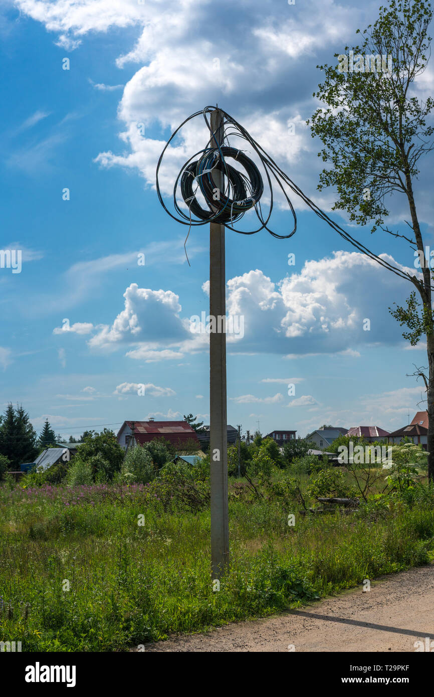 installation of a rural power line Stock Photo - Alamy