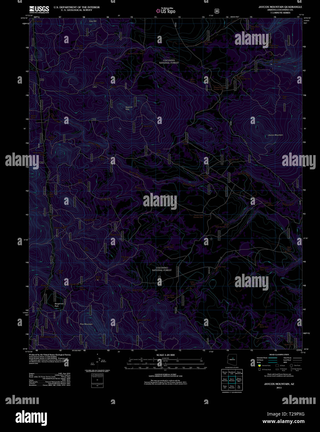 USGS TOPO Map Arizona AZ Jaycox Mountain 20111122 TM Inverted ...