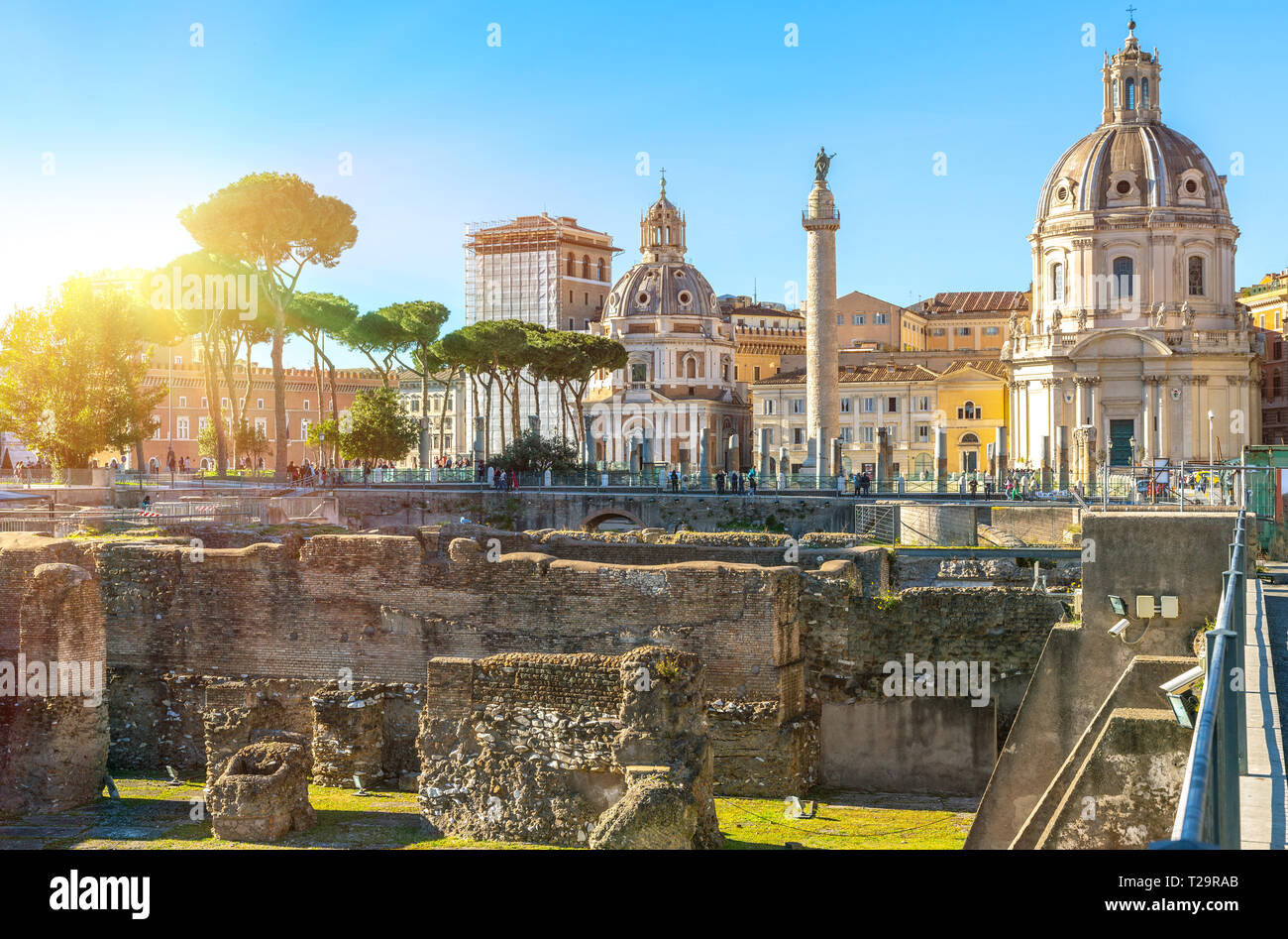Trajan's Column and churches, Rome, Italy Stock Photo - Alamy
