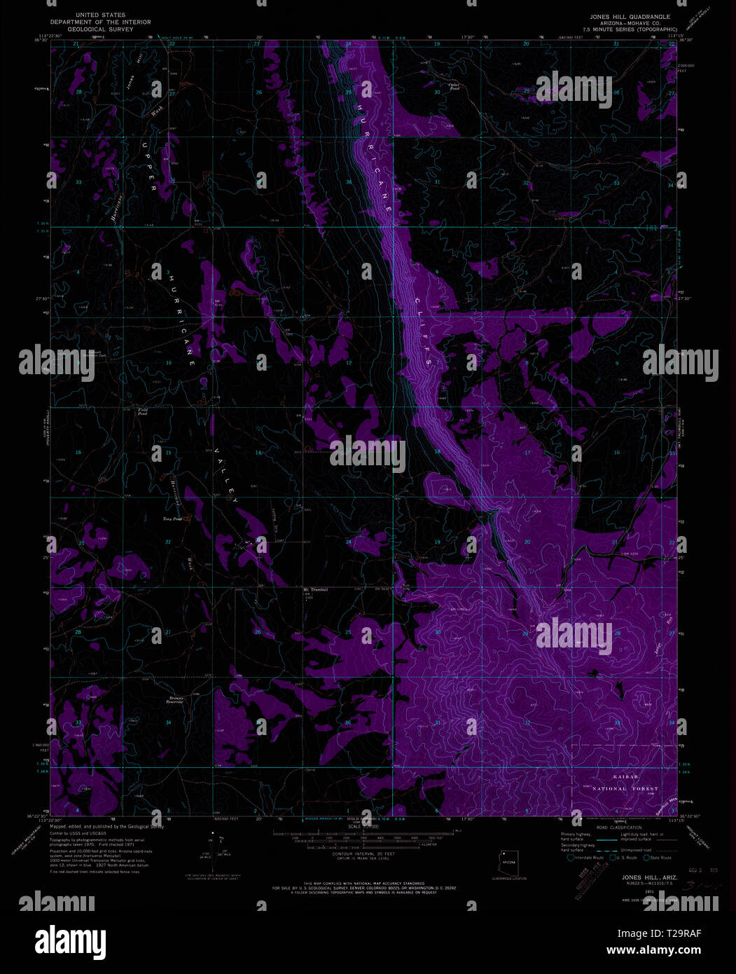 USGS TOPO Map Arizona AZ Jones Hill 311931 1971 24000 Inverted ...