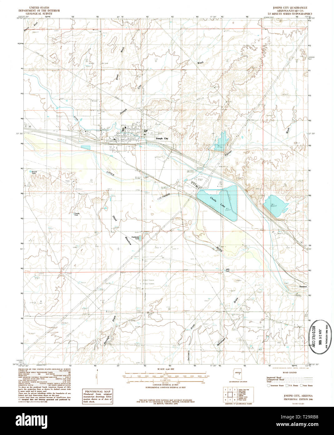 USGS TOPO Map Arizona AZ Joseph City 311932 1986 24000 Restoration ...