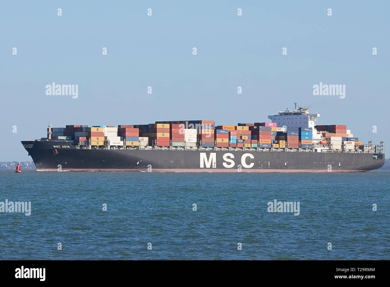 The Container Ship, MSC ASYA, Enters The Deep Water Channel As She ...