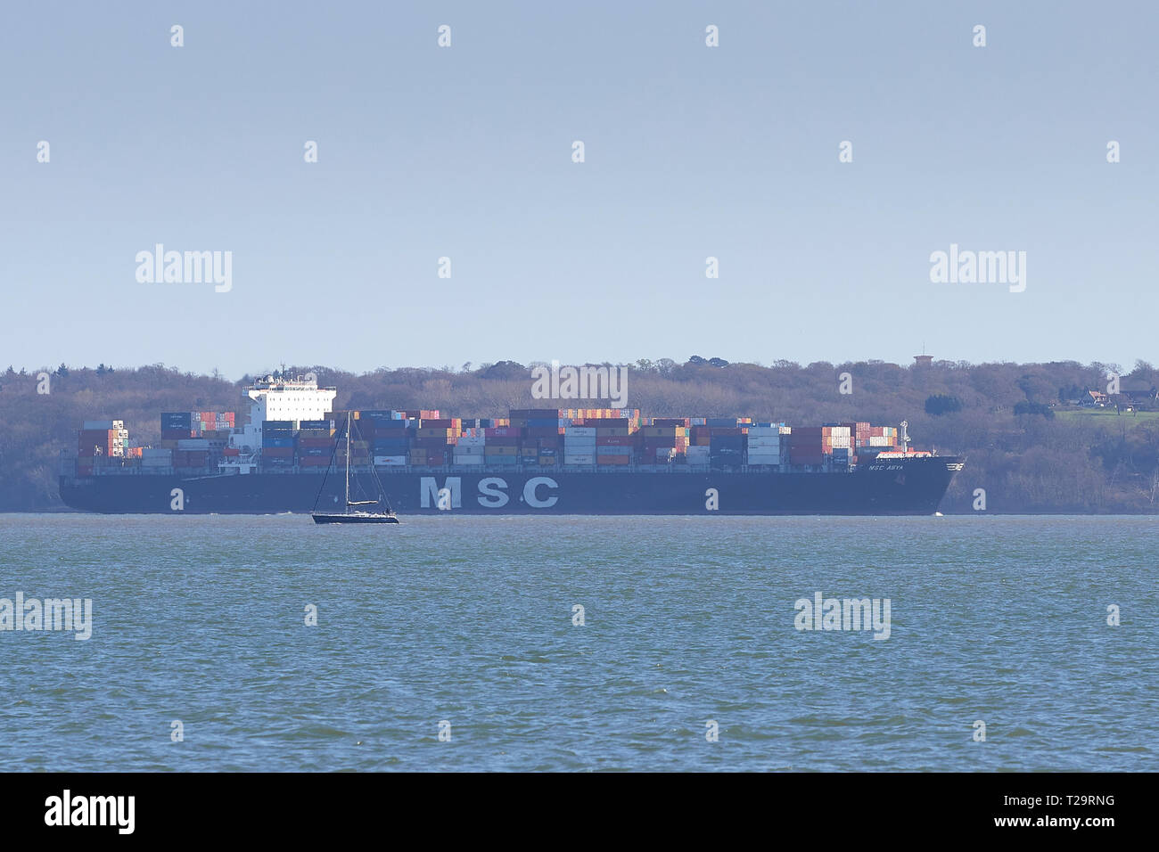 The Container Ship, MSC ASYA, In The Deep Water Channel, North Of The ...