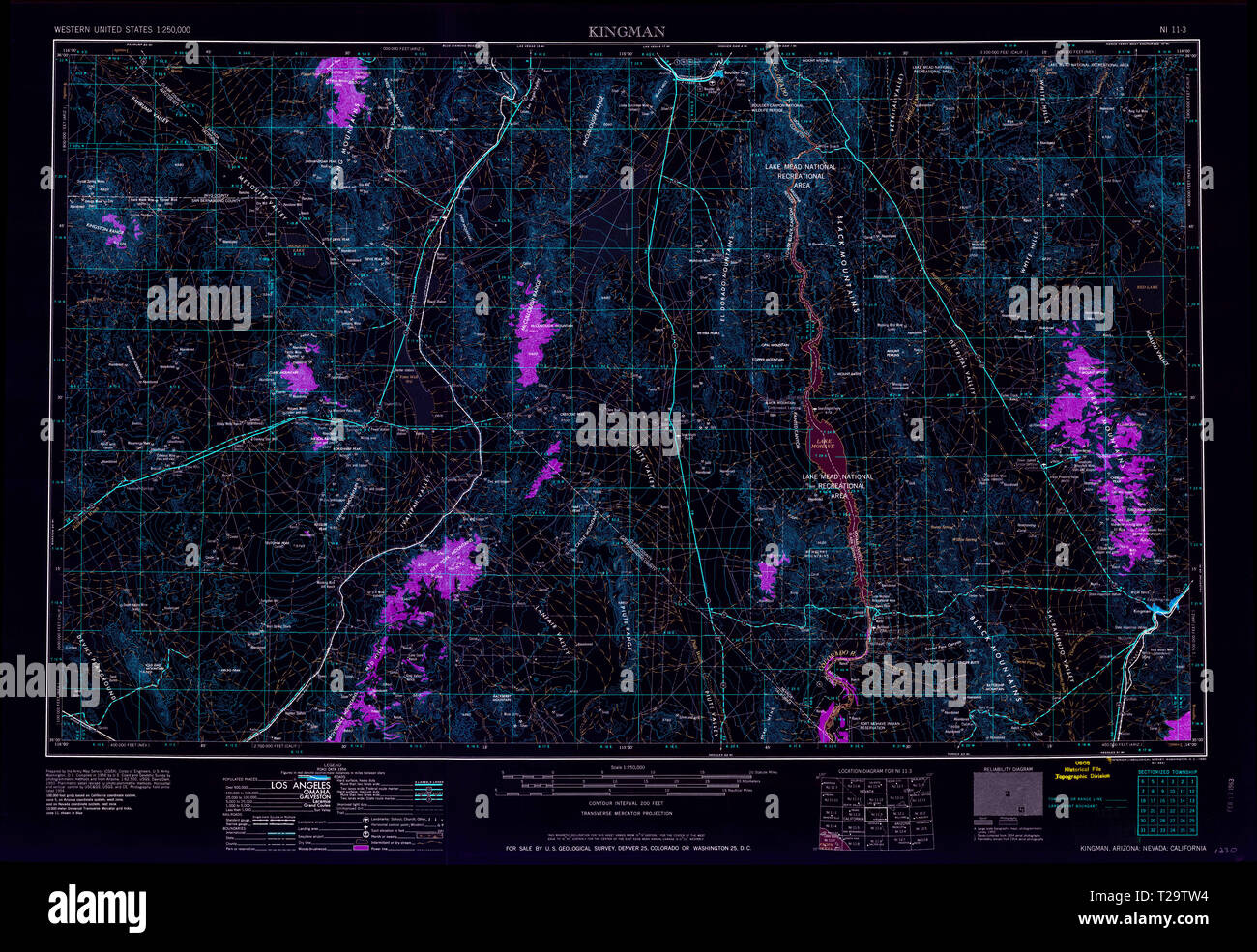 USGS TOPO Map Arizona AZ Kingman 315526 1960 250000 Inverted ...