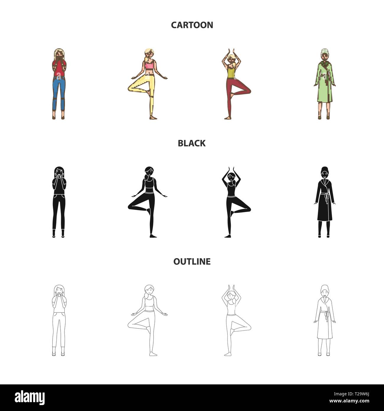 Vector design of posture and mood symbol. Set of posture and female ...
