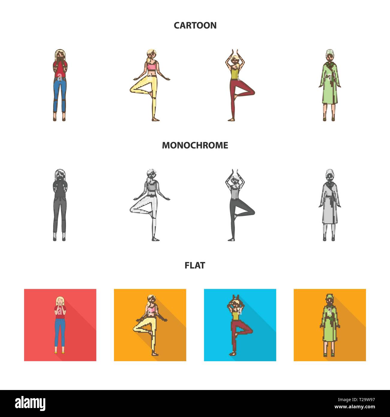 Vector design of posture and mood logo. Set of posture and female ...