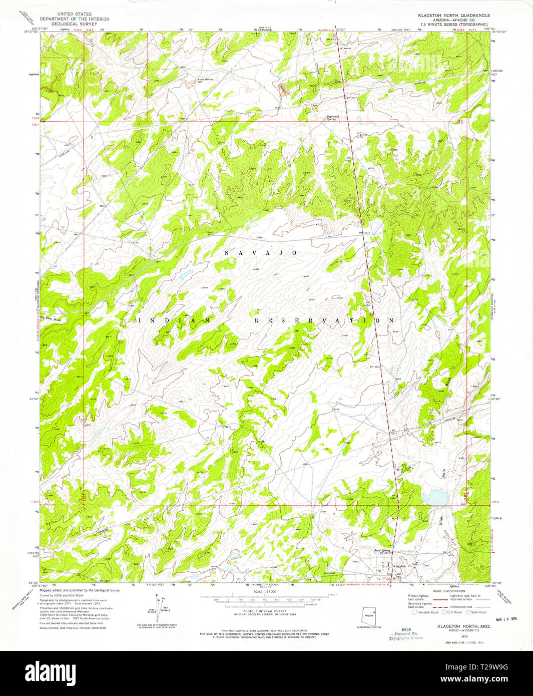 USGS TOPO Map Arizona AZ Klagetoh North 312000 1973 24000 Restoration ...