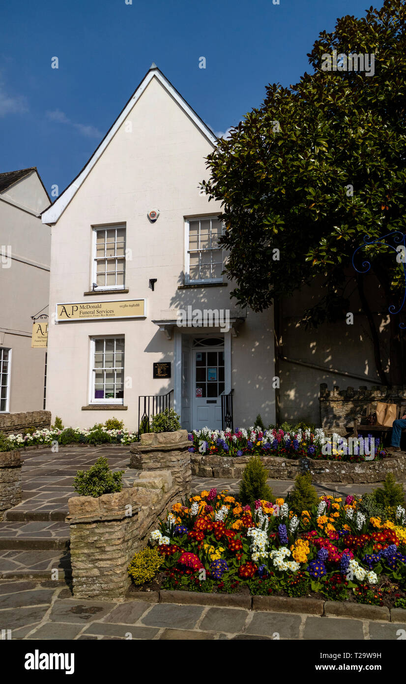 Devizes, Wiltshire, England, UK. March 2019. Funeral parlour with ...