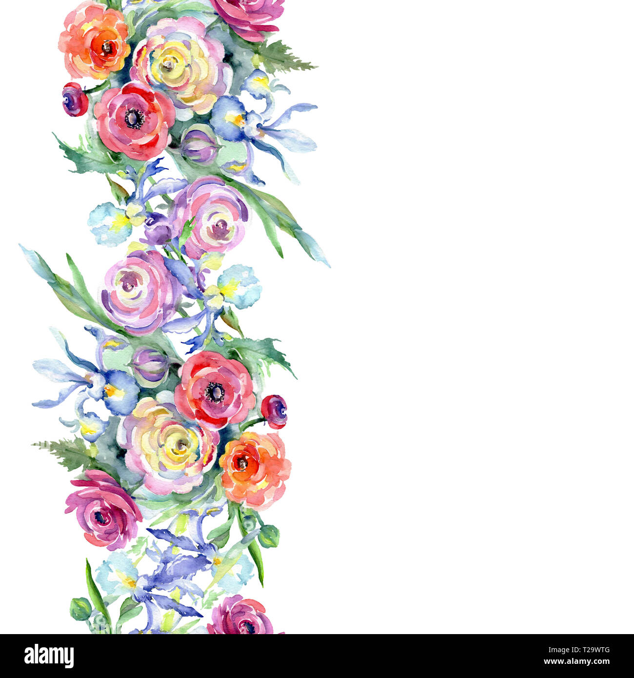 Pink and red bouquet floral botanical flowers. Watercolor background ...