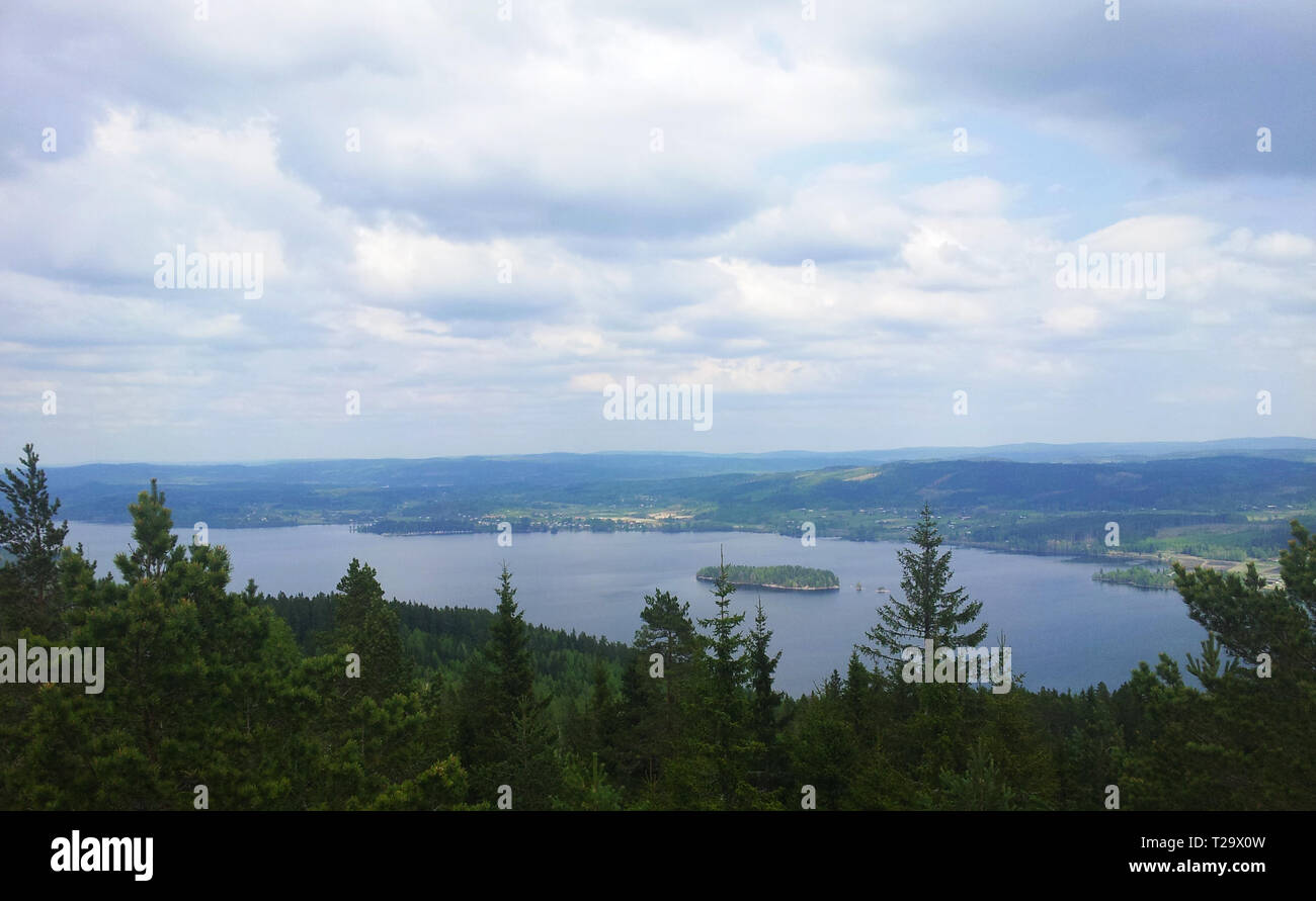 View over Swedish landscape from high up Stock Photo - Alamy