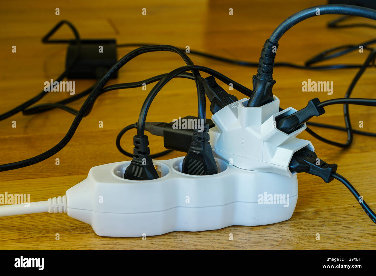 Multi socket with connected power Strip with a bunch of plugs on ...