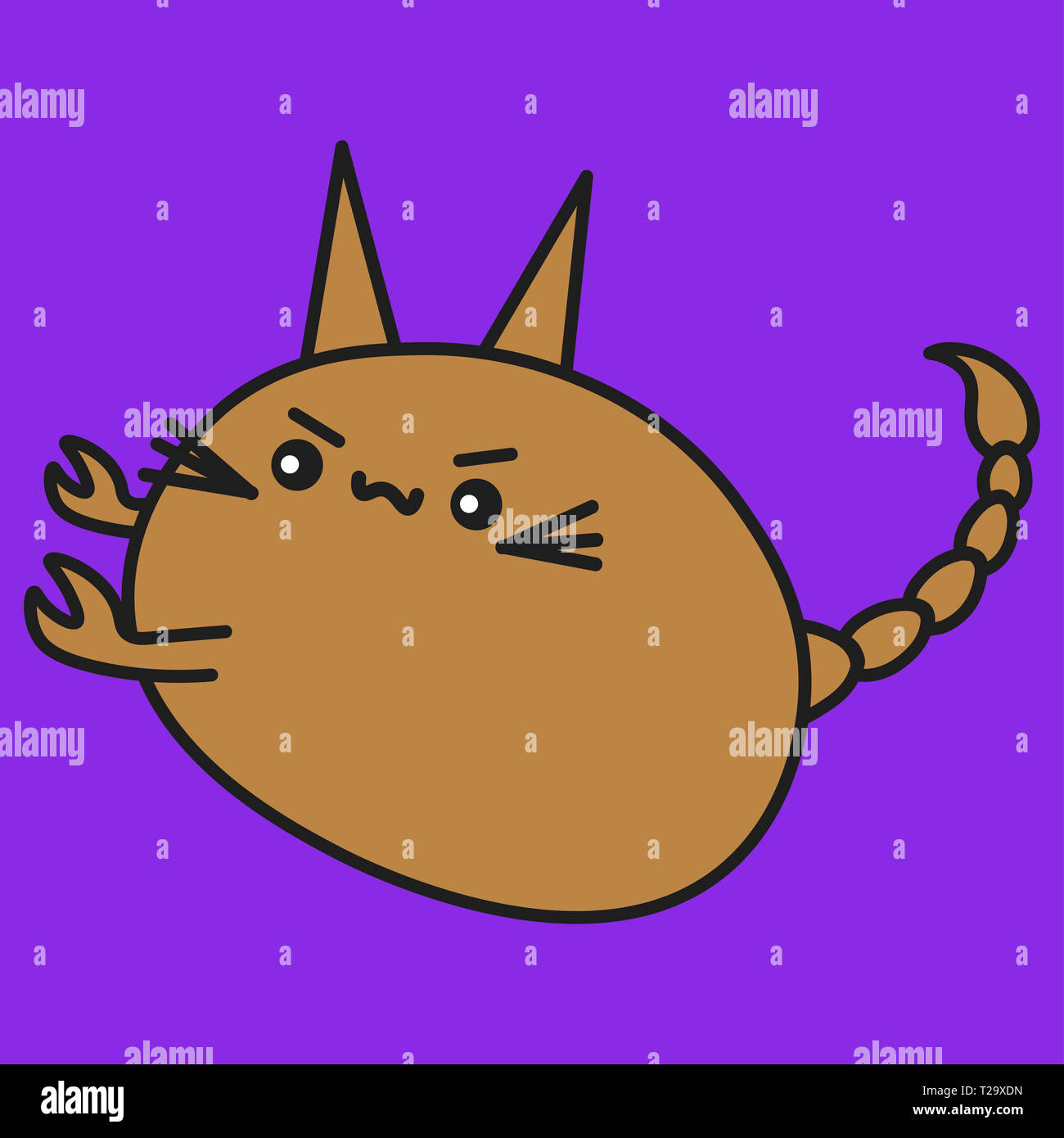 Bunny zodiac sign Scorpio in cartoon style. illustration on color ...