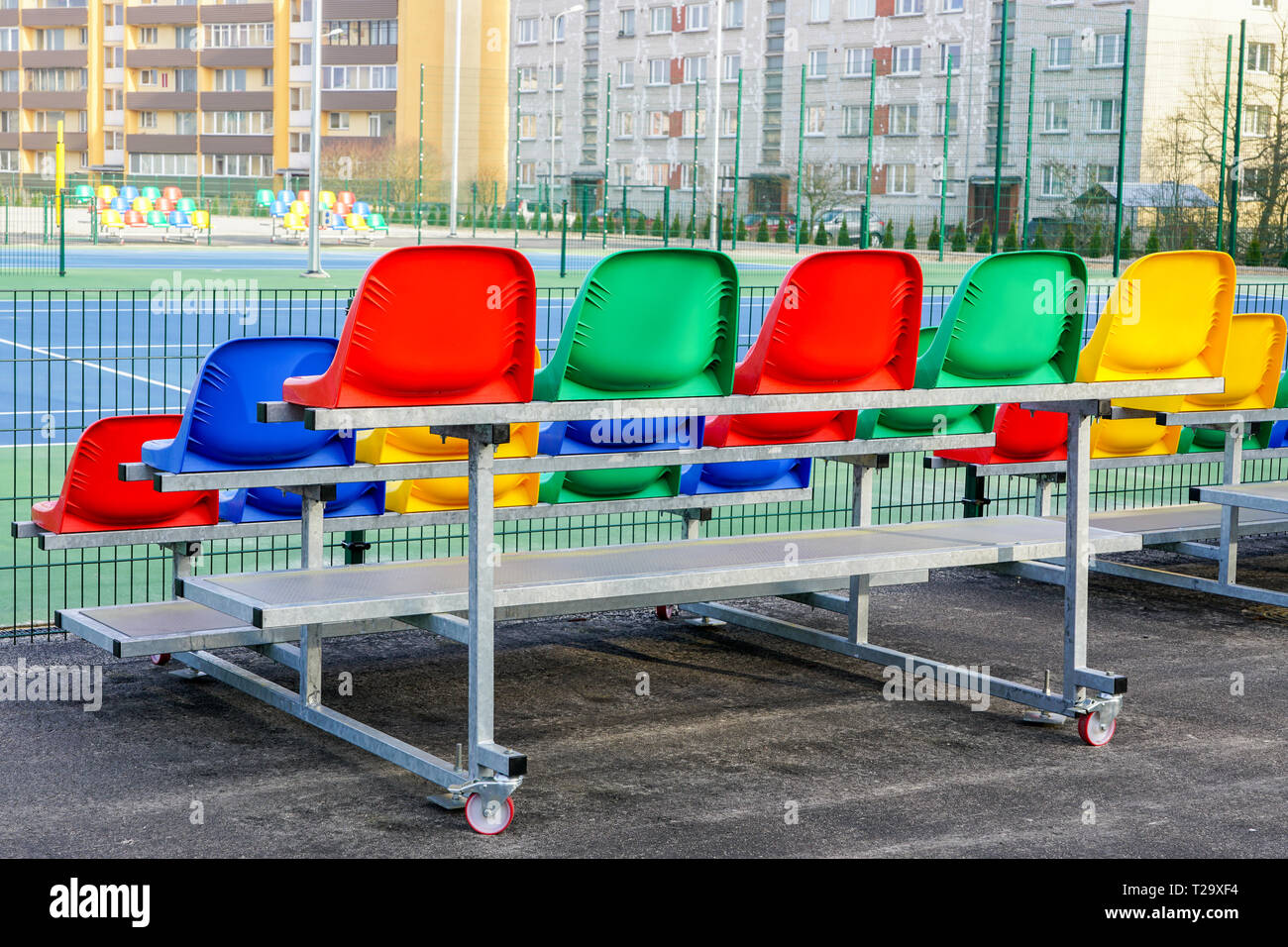 portable small size metal stands with colorful plastic seats for ...