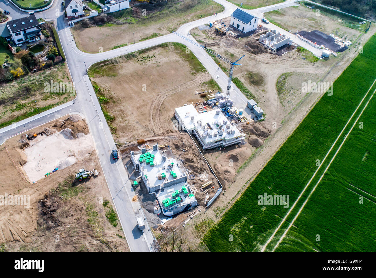 Aerial view of road streets - new development area for real estate hme ...