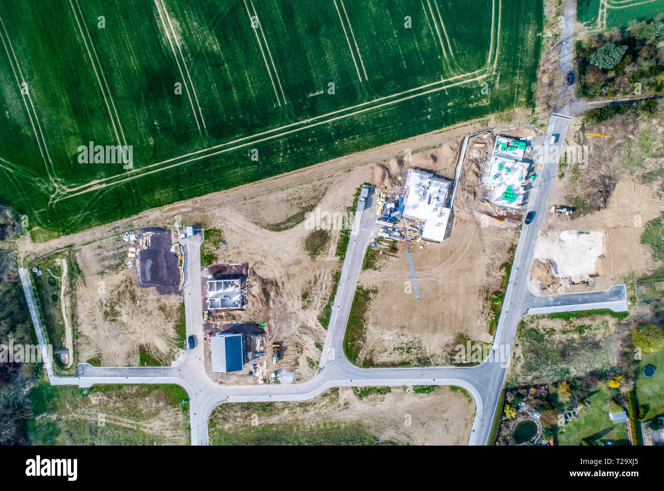 Aerial view of road streets - new development area for real estate hme ...