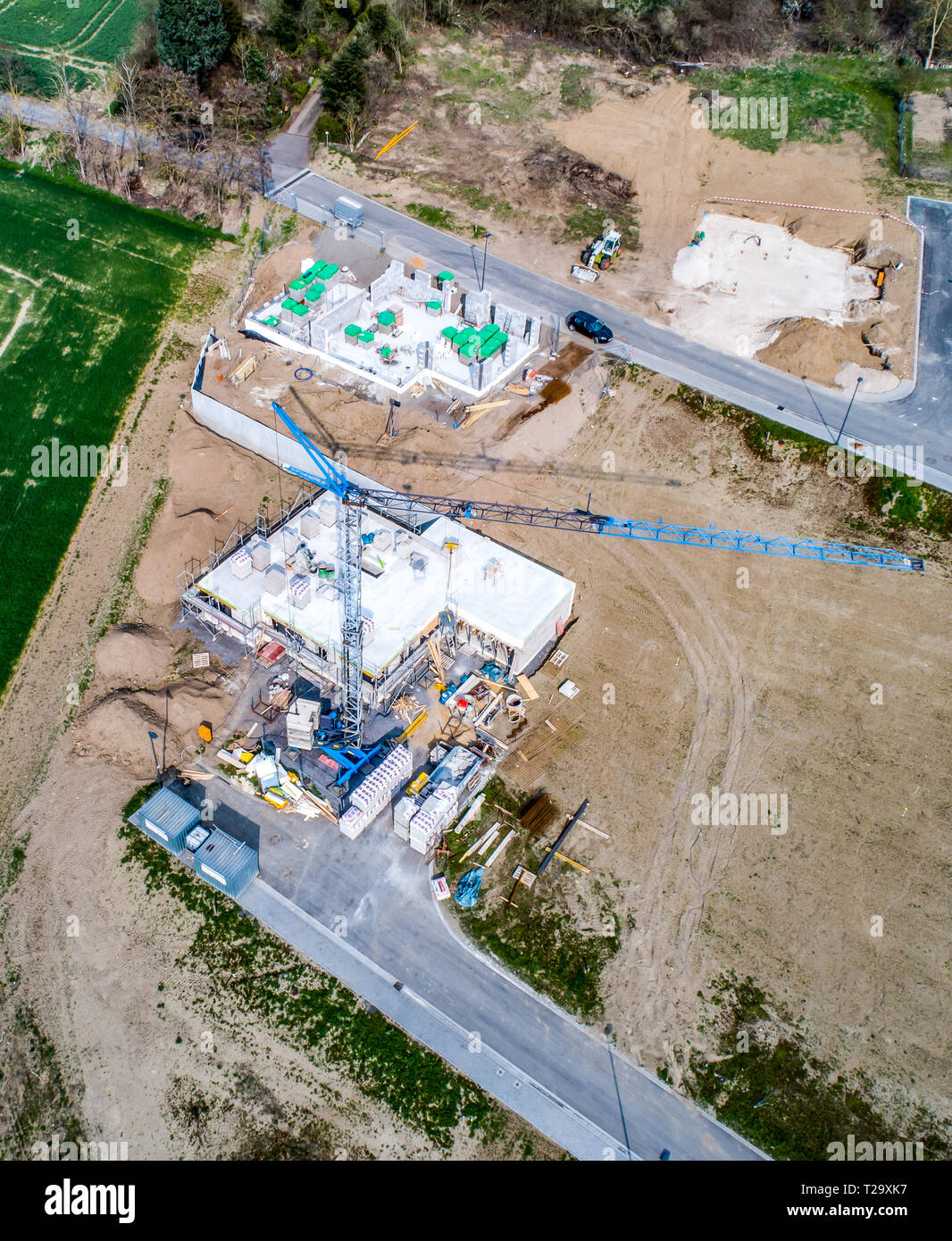 Aerial view of road streets - new development area for real estate hme ...