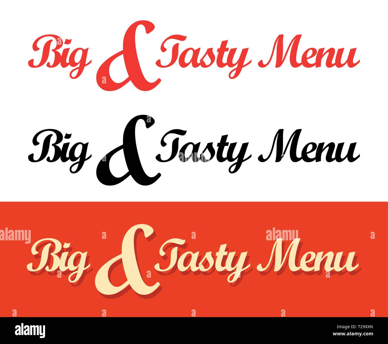 Calligraphy templates of Big and Tasty Menu caption for Cafe or ...