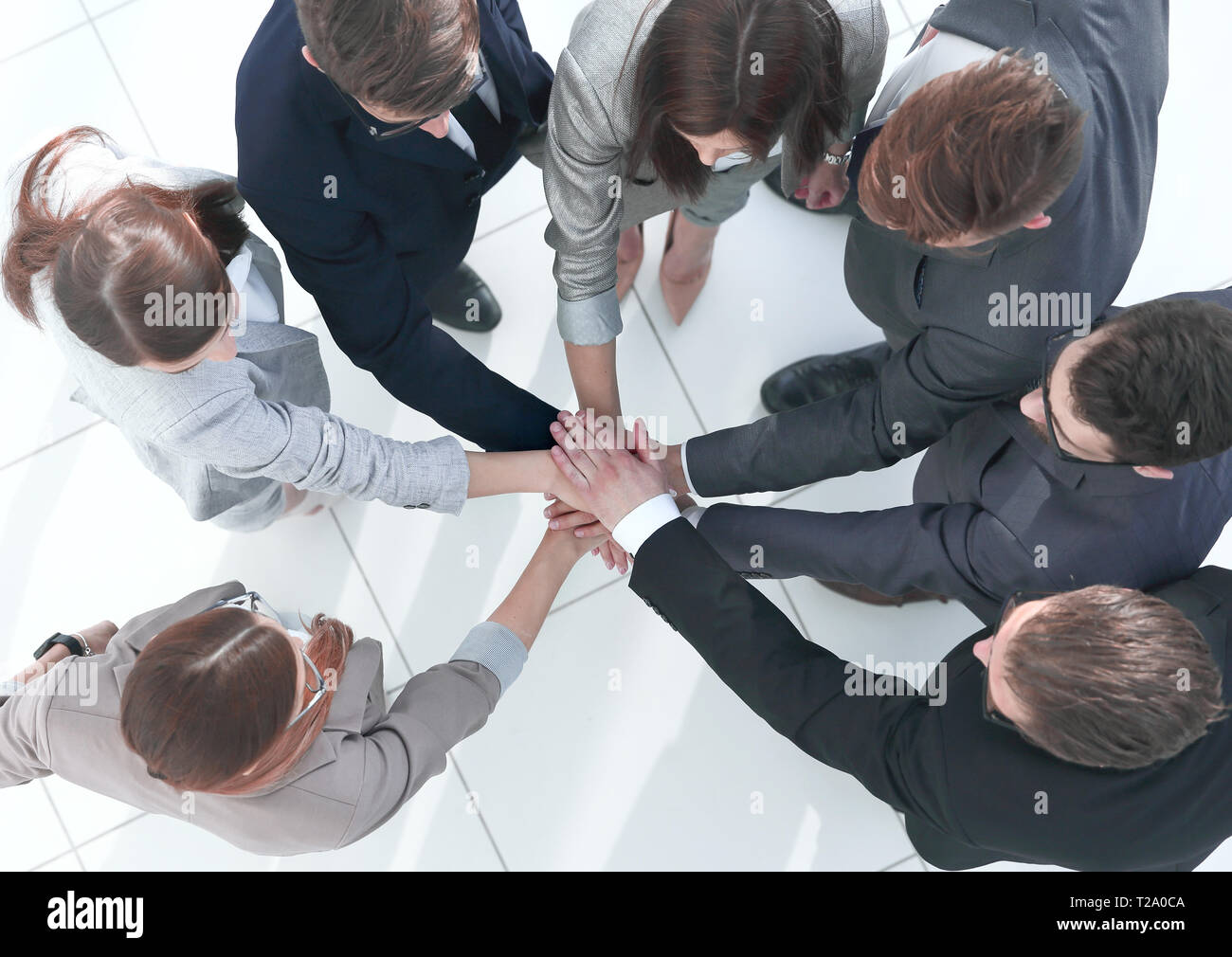 top view.the business team stands forming a circle Stock Photo - Alamy