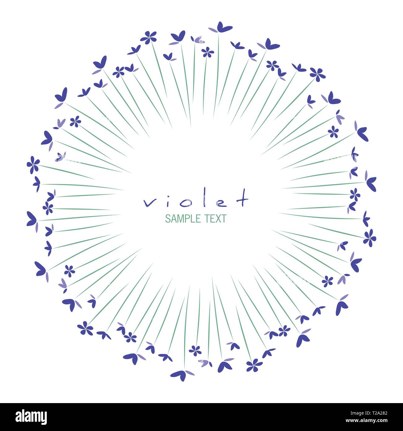 Round frame of wild violets isolated on white background Stock Vector ...