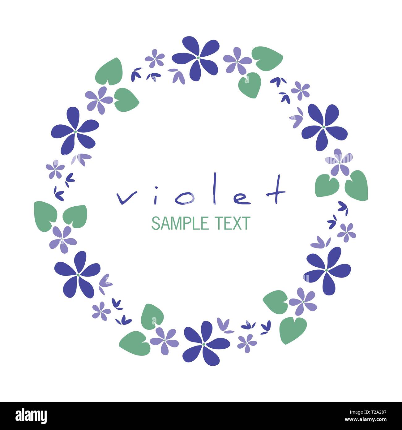 Round frame of wild violets isolated on white background Stock Vector ...