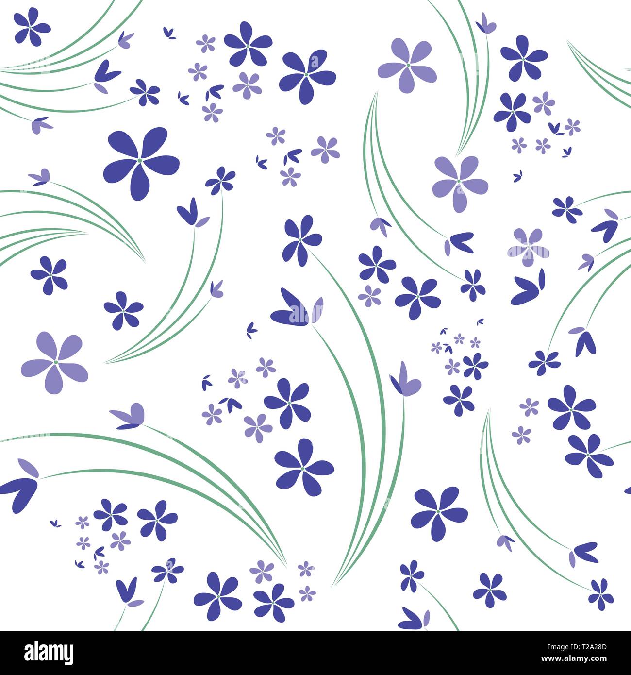 Seamless pattern of wild violets on white background Stock Vector Image ...