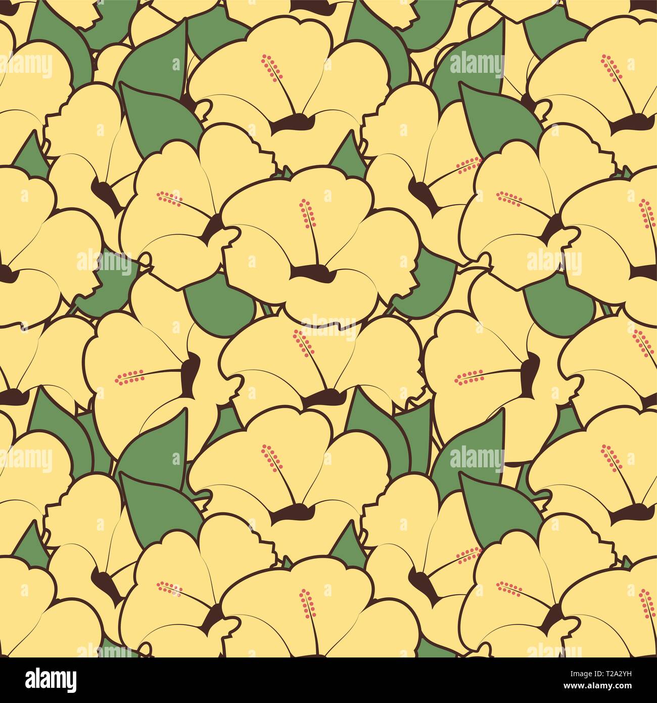 Seamless pattern of hibiscus flowers. Floral background. Vector ...